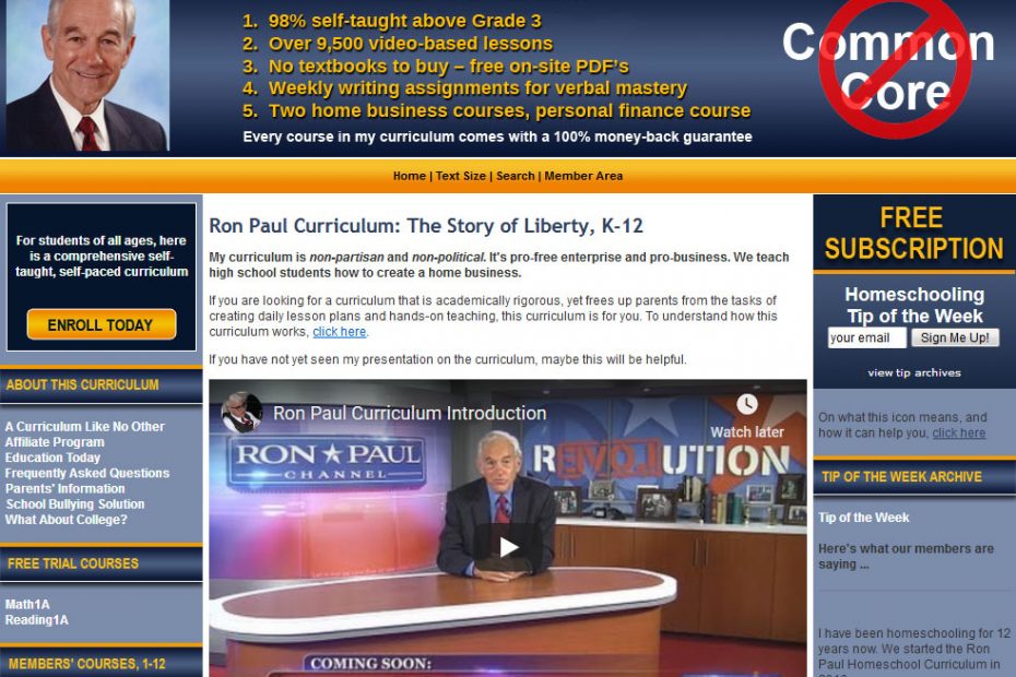 Ron Paul Curriculum Review - Self Educating Family