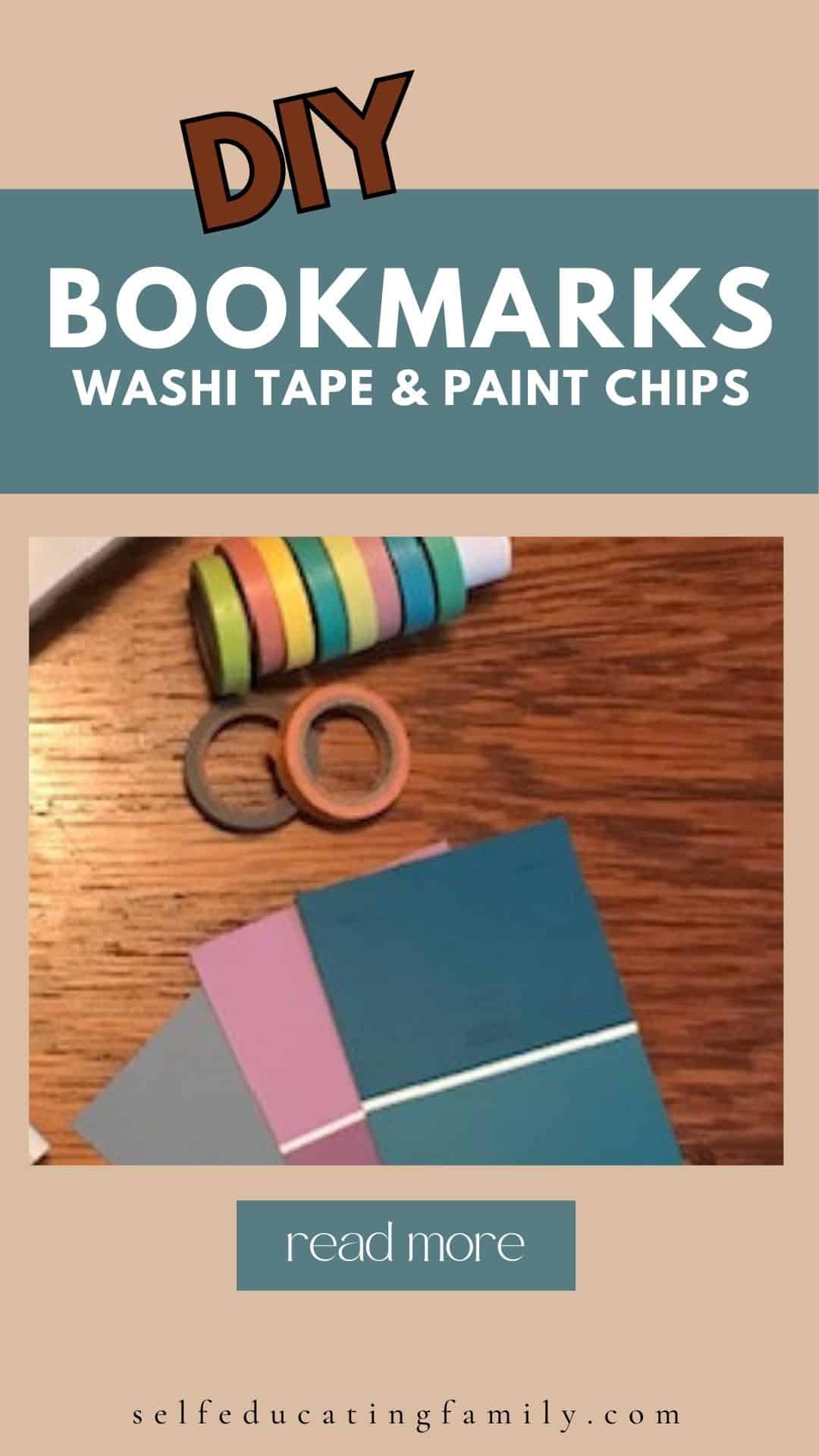 DIY Washi Tape Paint Chip Combo Bookmarks | Self Educating Family